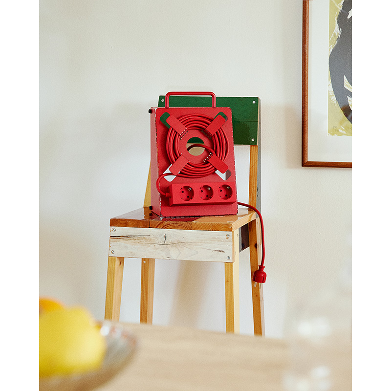 Petit rangement Porte-câble POWER Rouge feu PEDESTAL | SILVERA