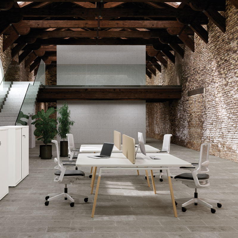 Bench ATREO WOOD double Blanc/ chêne SILVERA PRO | SILVERA