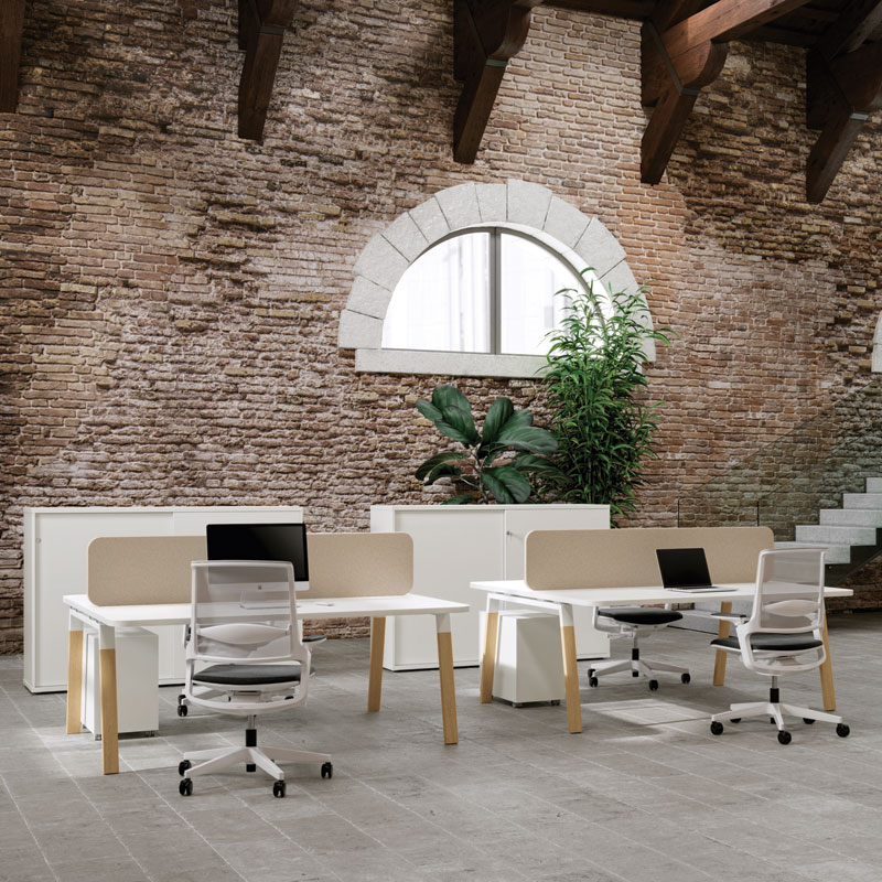 Bench ATREO WOOD double Blanc/ chêne SILVERA PRO | SILVERA
